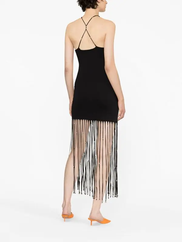 ROTATE BY BIRGER CHRISTENSEN Fringe Detail Cut-out Dress