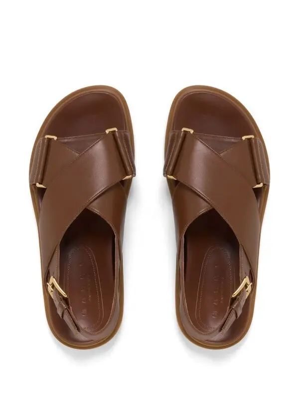 Marni Leather Fussbett Sandals - Brown