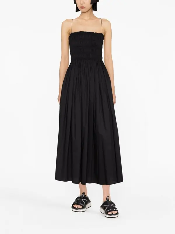 Matteau Shirred-panel Poplin Midi Dress - Black