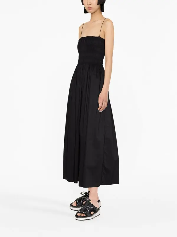 Matteau Shirred-panel Poplin Midi Dress - Black