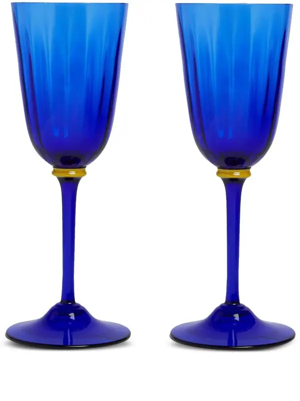 La DoubleJ Rainbow Murano Wine Glasses - Blue