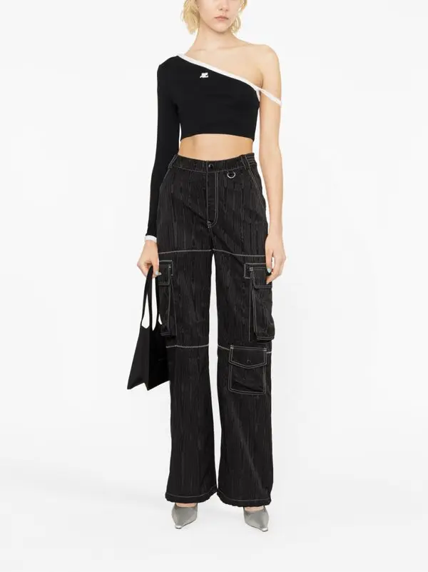 COURREGES One-shoulder Knit Crop Top