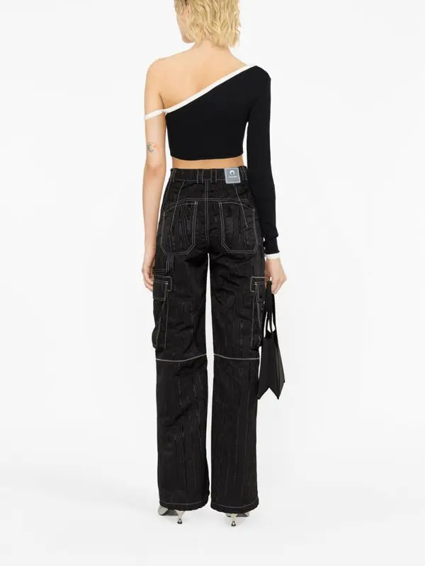 COURREGES One-shoulder Knit Crop Top