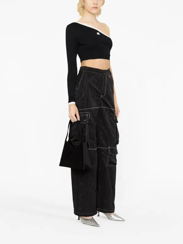 COURREGES One-shoulder Knit Crop Top