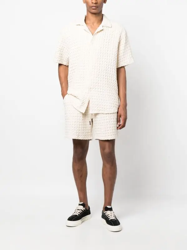 OAS Company Waffle-knit Cotton Shorts - Neutrals