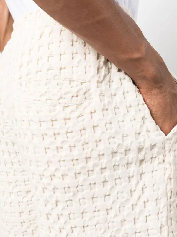 OAS Company Waffle-knit Cotton Shorts - Neutrals