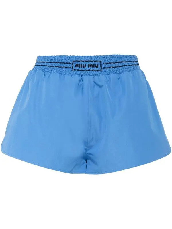 Miu Miu Embroidered Poplin Shorts