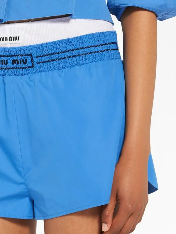 Miu Miu Embroidered Poplin Shorts