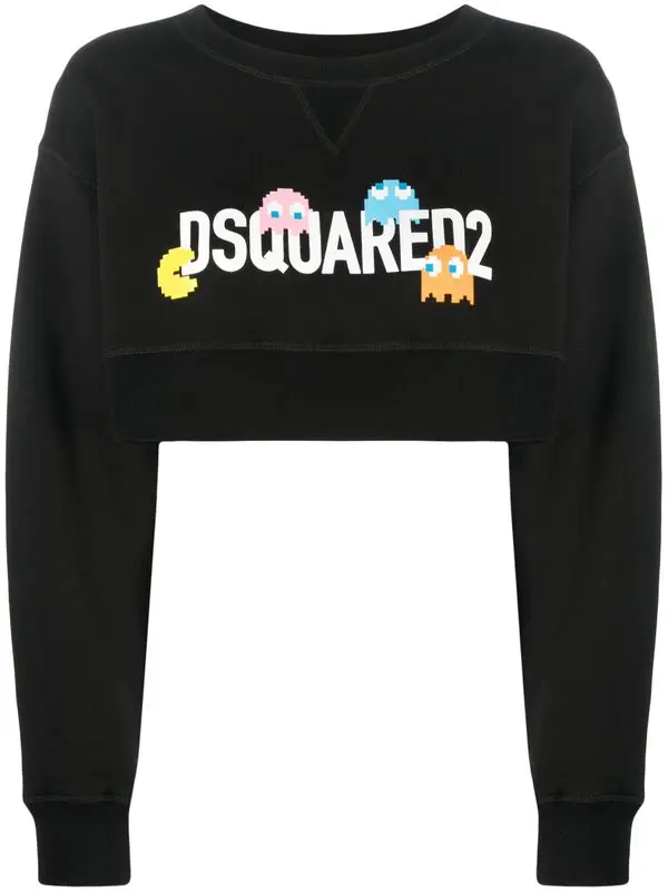 Dsquared2 Logo-print Cropped Sweartshirt - Black