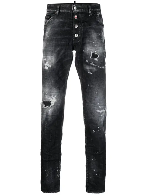 Dsquared2 Distressed Slim-cut Jeans - Black