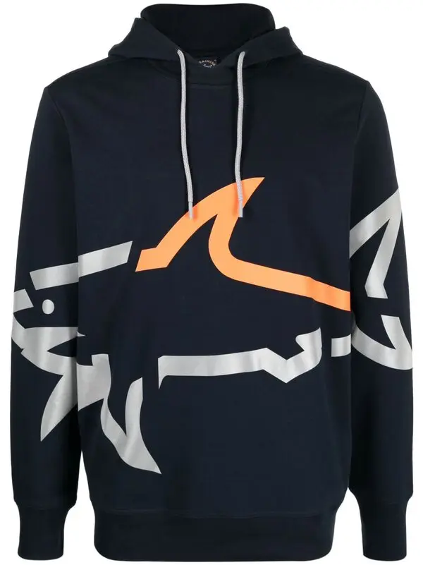 Paul & Shark Shark-print Hoodie - Blue
