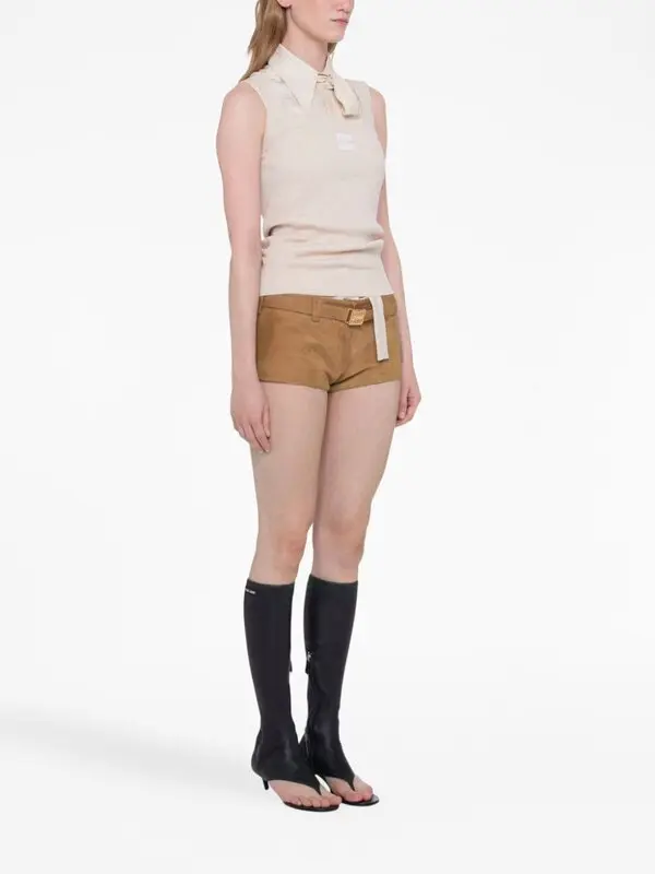 Miu Miu Logo-Embroidered Tank Top - Neutrals | Editorialist