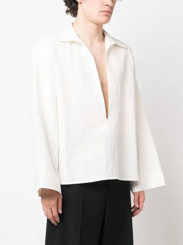 Saint Laurent V-neck Linen Shirt