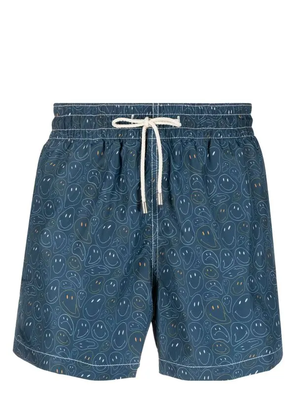 ARRELS BARCELONA Smiley Graphic-print Swim Shorts - Blue