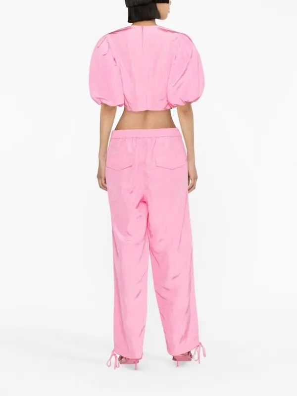 MSGM Puff-sleeved Crop Top - Pink