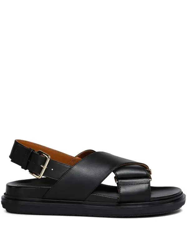 Marni Leather Fussbett Sandals - Black