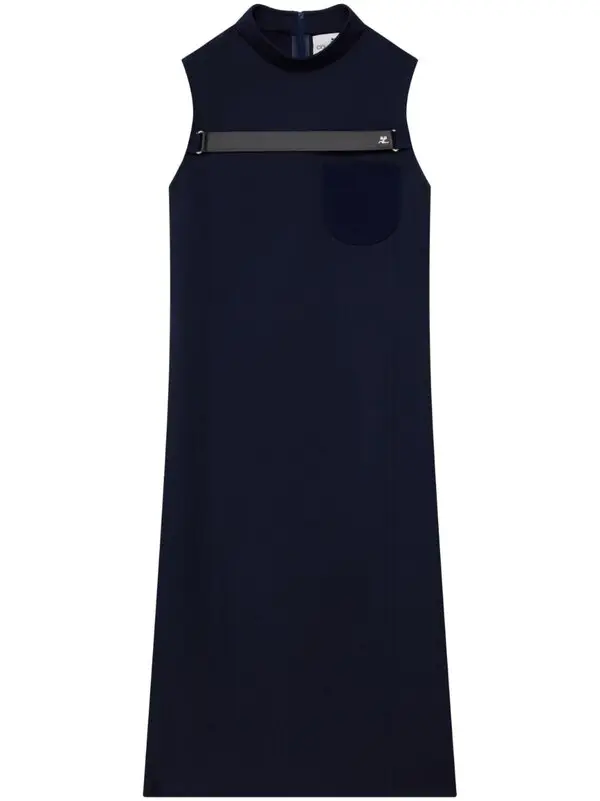 COURREGES Strap-detailed Twill Midi Dress - Blue