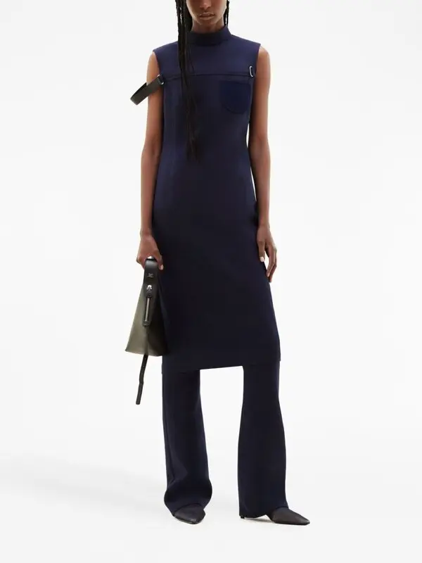 COURREGES Strap-detailed Twill Midi Dress