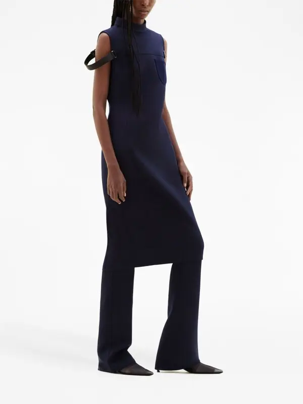 COURREGES Strap-detailed Twill Midi Dress