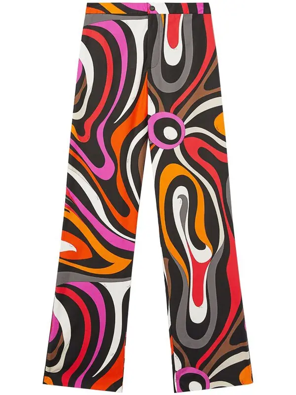 Emilio Pucci Wave-print High-waist Trousers