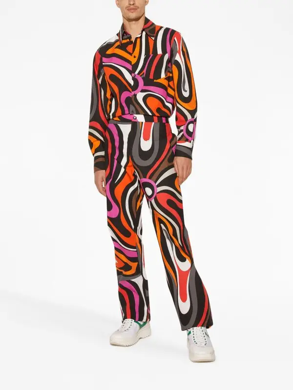 Emilio Pucci Wave-print High-waist Trousers