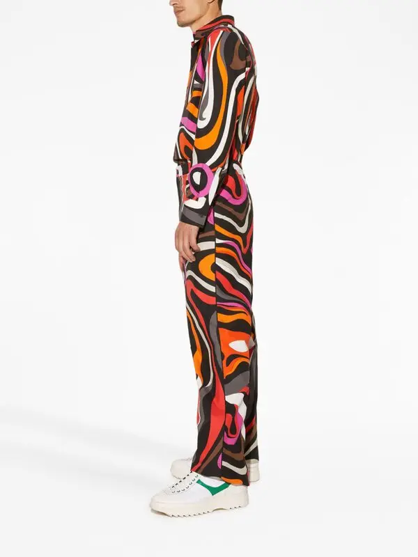 Emilio Pucci Wave-print High-waist Trousers
