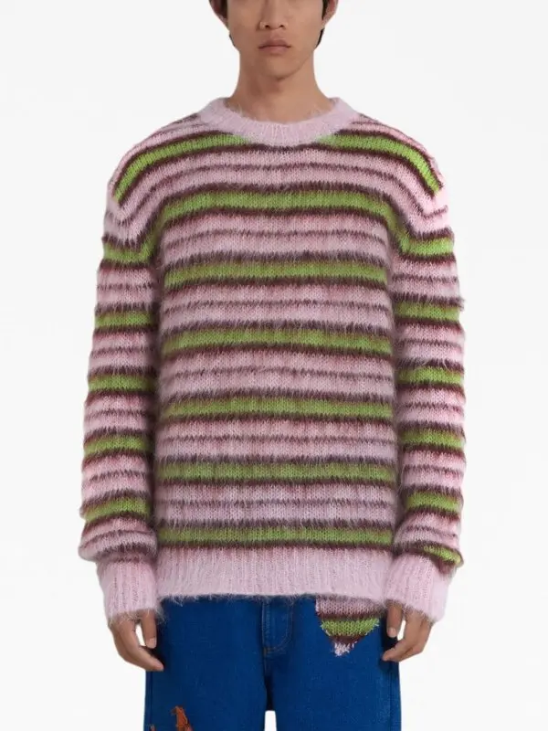 Marni Striped Mohair-blend Jumper - Pink