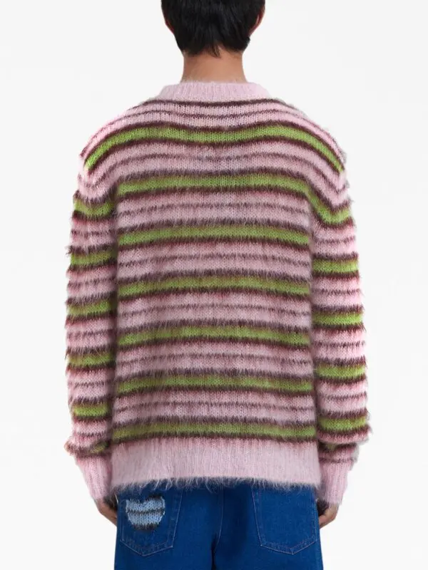Marni Striped Mohair-blend Jumper - Pink