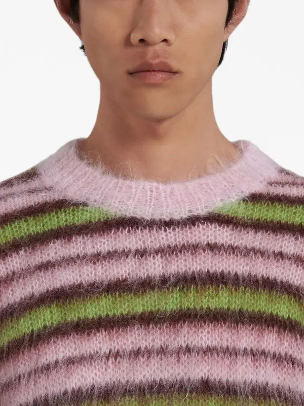 Marni Striped Mohair-blend Jumper - Pink