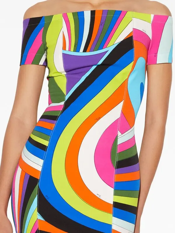 Emilio Pucci Iride-print Off-shoulder Minidress