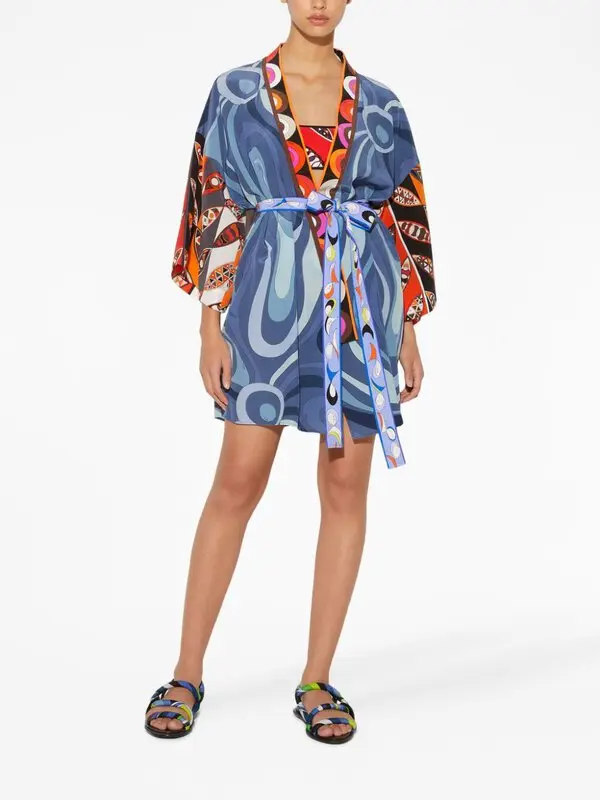 Emilio Pucci Graphic-print Silk Robe Minidress