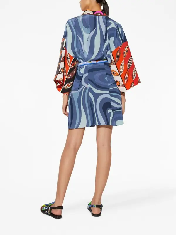 Emilio Pucci Graphic-print Silk Robe Minidress