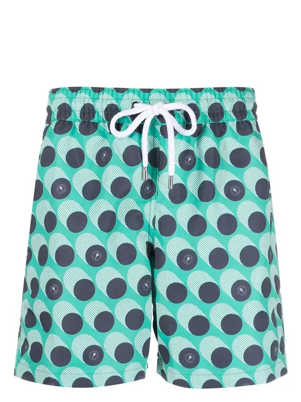 Frescobol Carioca Graphic Print Swim Shorts - Green