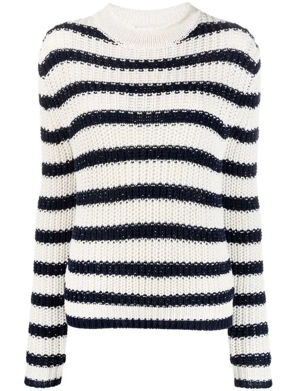 Ralph Lauren Striped Knitted Jumper - White