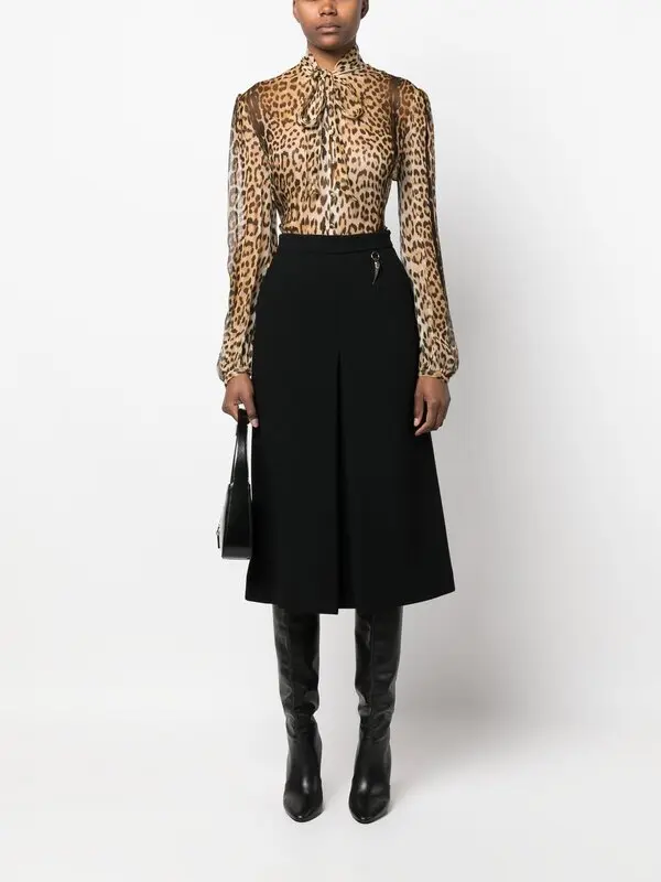 Roberto Cavalli Leopard-print Sheer Blouse