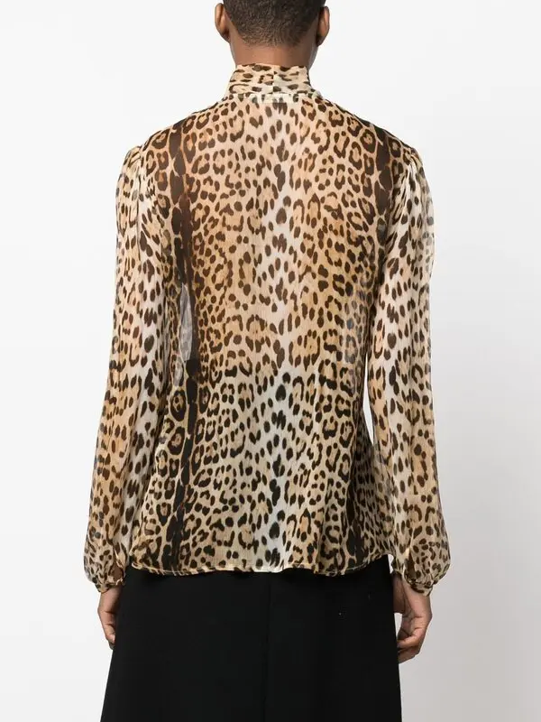 Roberto Cavalli Leopard-print Sheer Blouse