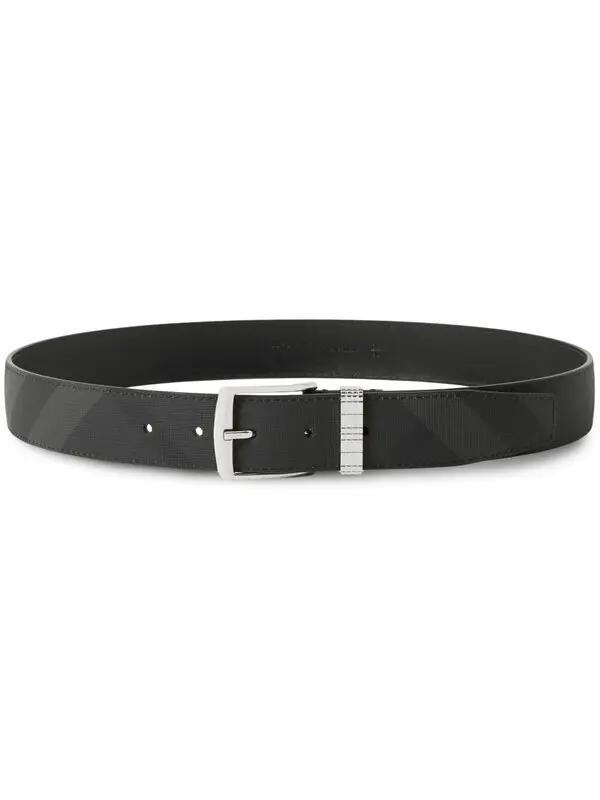 Burberry Leather Check Belt - Black