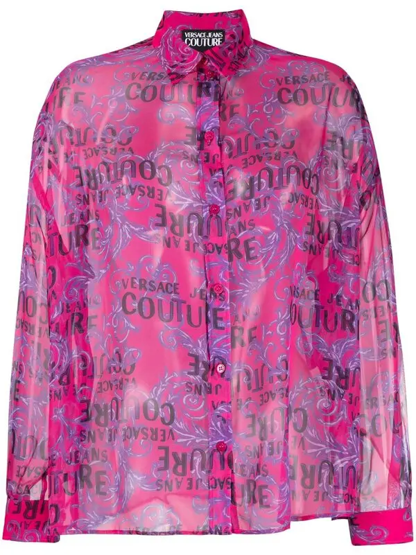 Versace Logo-print Long-sleeve Shirt - Pink