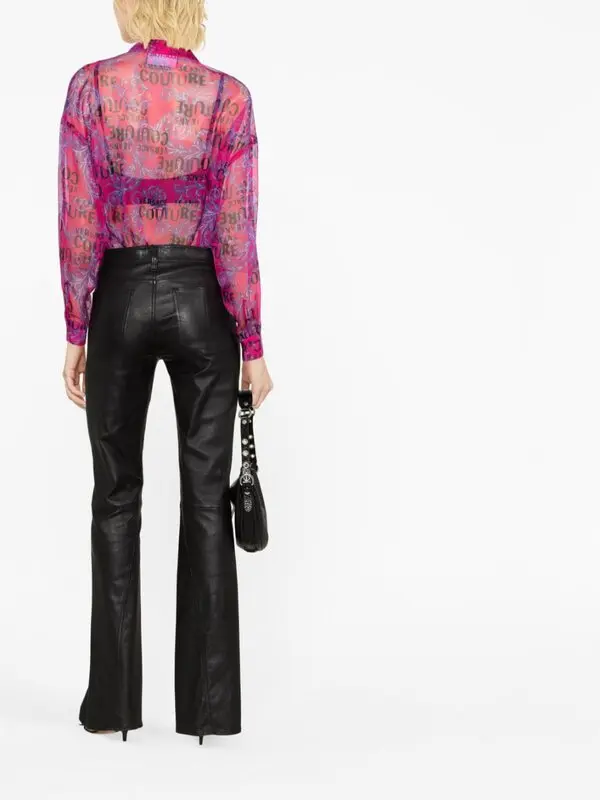Versace Logo-print Long-sleeve Shirt - Pink
