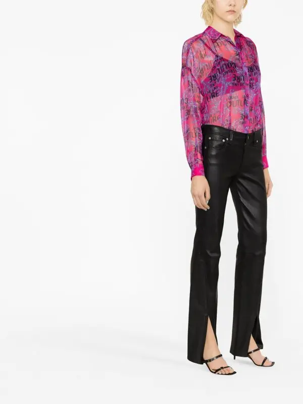 Versace Logo-print Long-sleeve Shirt - Pink