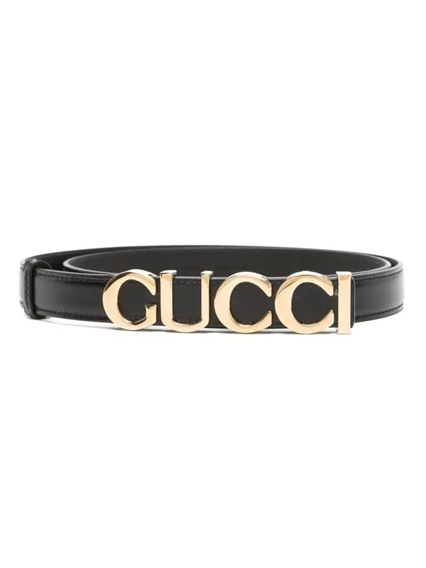 Gucci Logo-buckle Leather Belt - Black