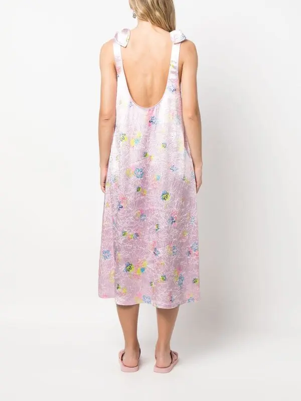 bimba y lola pink dress Bimba Y Lola Lace-Trim Tie Midi Dress in Pink