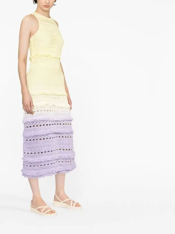 maje yellow and purple dress Maje Crochet-Knit Dress In Yellow - 40% Off