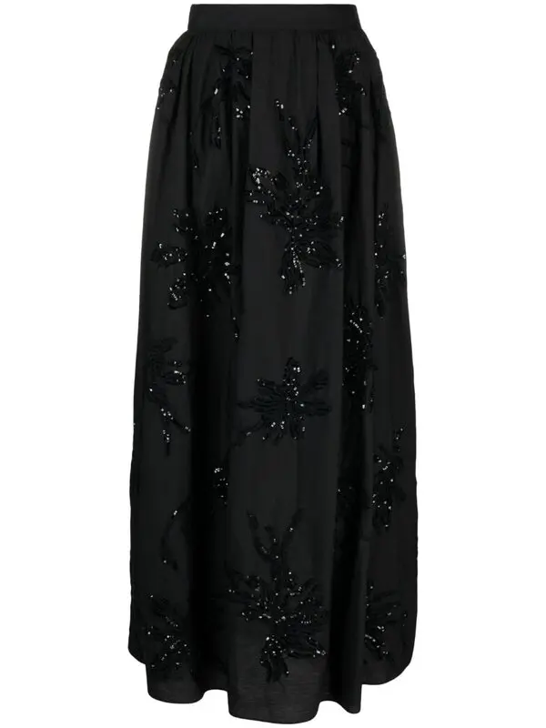 Brunello Cucinelli Sequin-embellished Maxi Skirt - Black