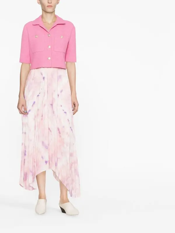 Maje Floral-print Asymmetric Pleated Skirt