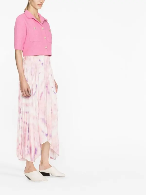 Maje Floral-print Asymmetric Pleated Skirt