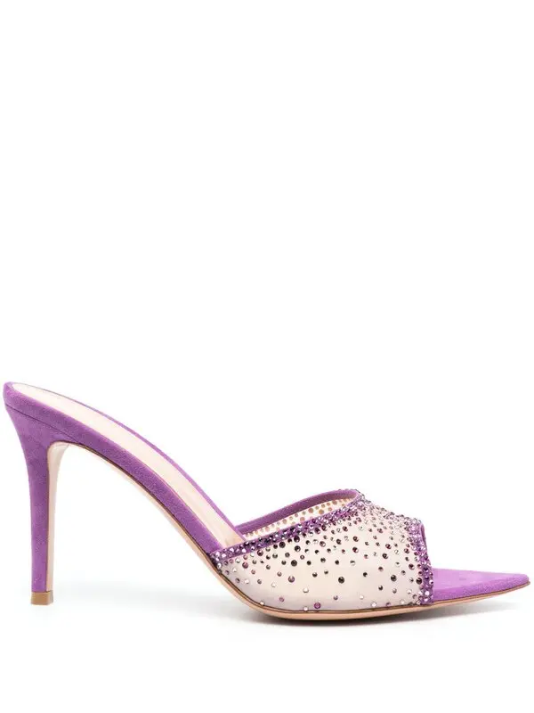 GIANVITO ROSSI 103mm Elle Crystal-embellished Sandals - Neutrals