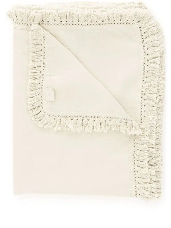 ONCE MILANO Fringe-detailing Linen Table Cloth - Neutrals
