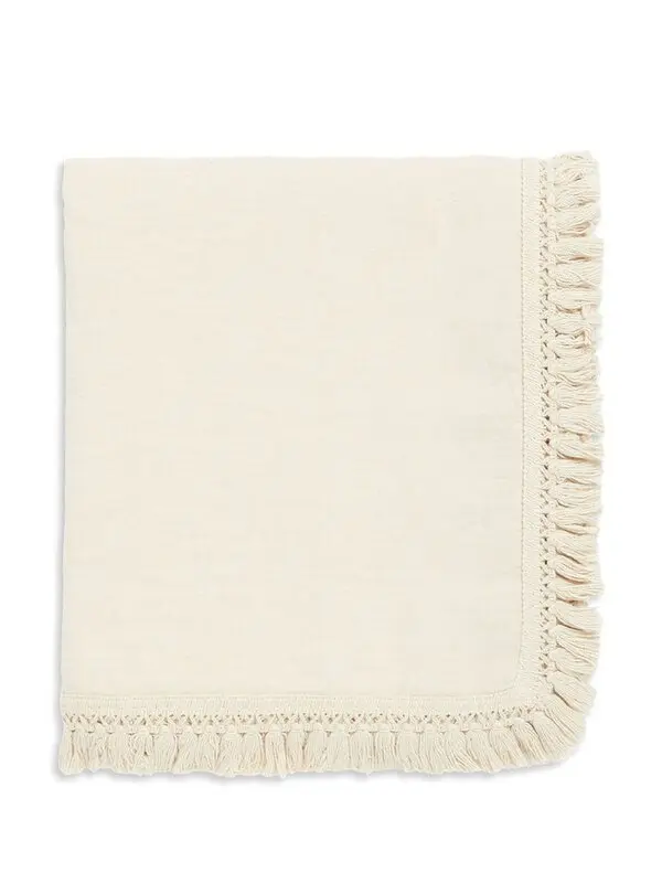 ONCE MILANO Fringe-detailing Linen Table Cloth - Neutrals
