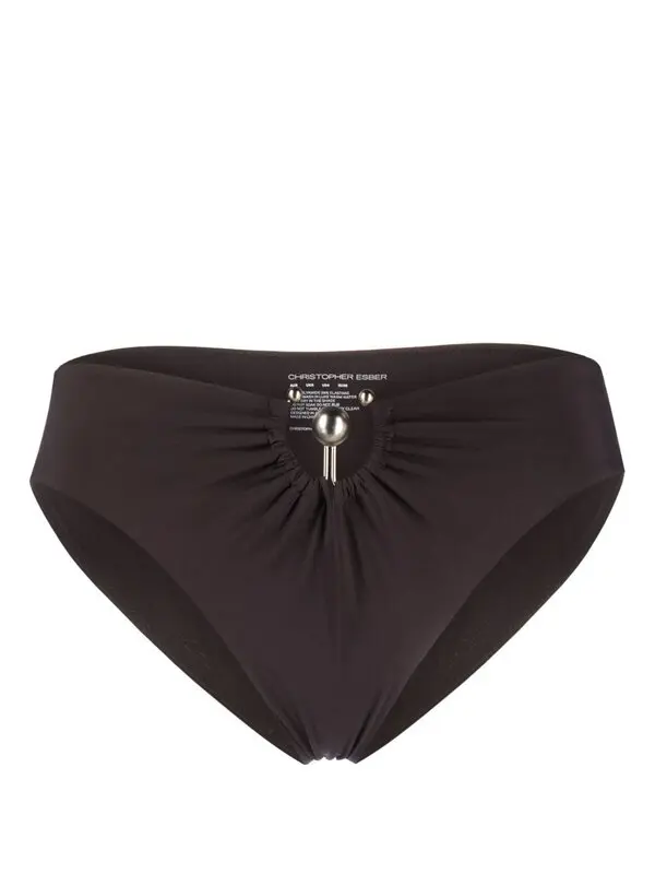 Christopher Esber Orbit Ruched Bikini Bottoms - Brown